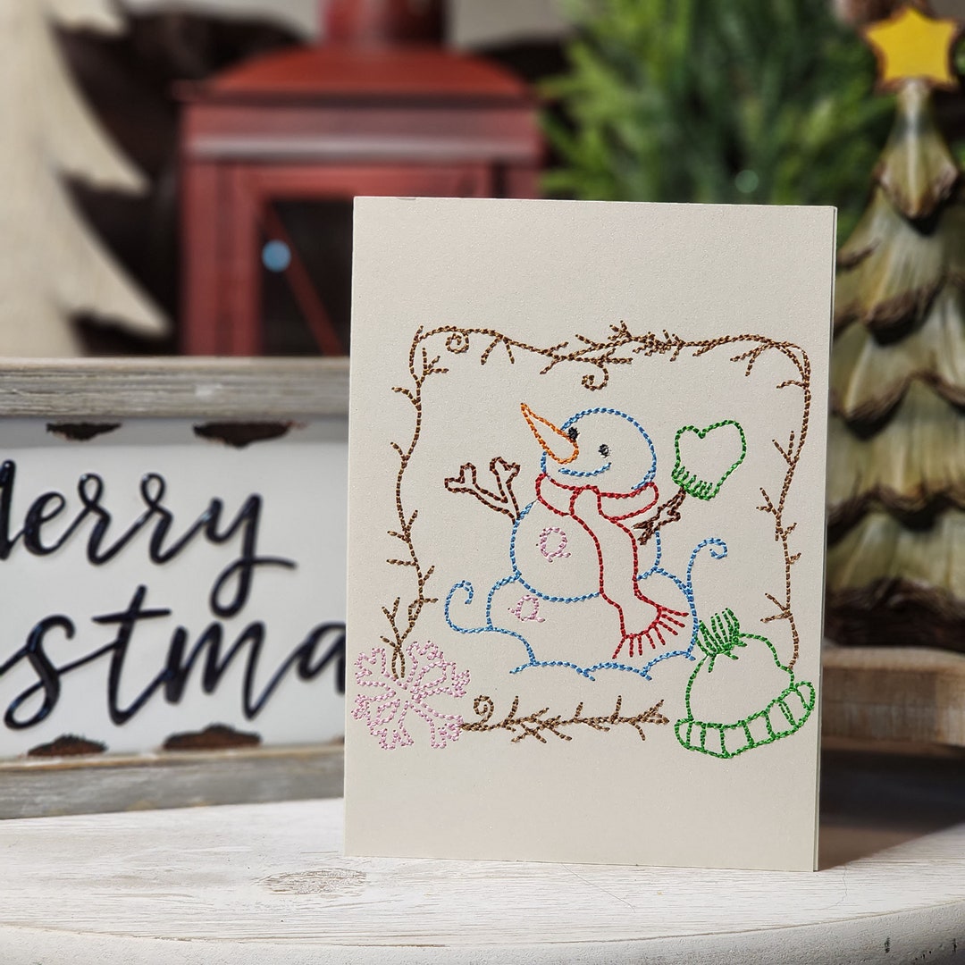 Snowman ITH Embroidery Christmas Card, in the Hoop Christmas Card ...
