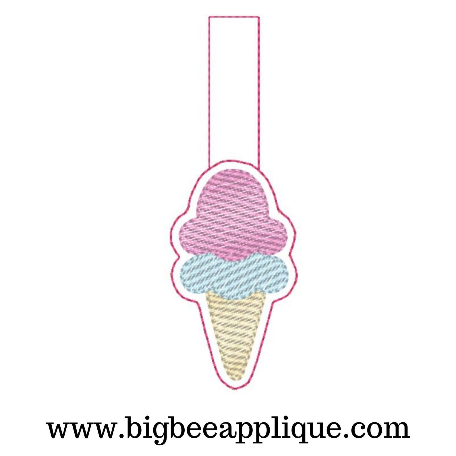 Ice Cream Cone Key Fob Embroidery Design, in the Hoop Embroidery, ITH ...