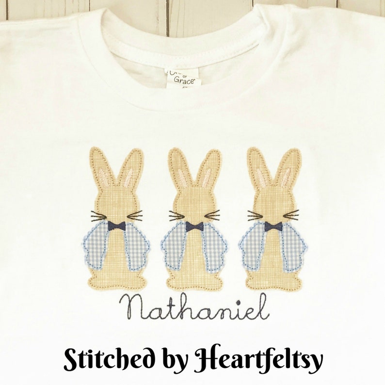 Easter Bunny Trio Machine Applique Design Rabbit Embroidery - Etsy