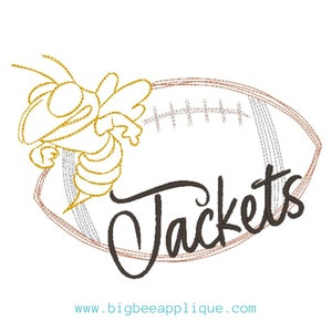 Yellow Jackets Football Embroidery Design Scribble Stitch - Etsy
