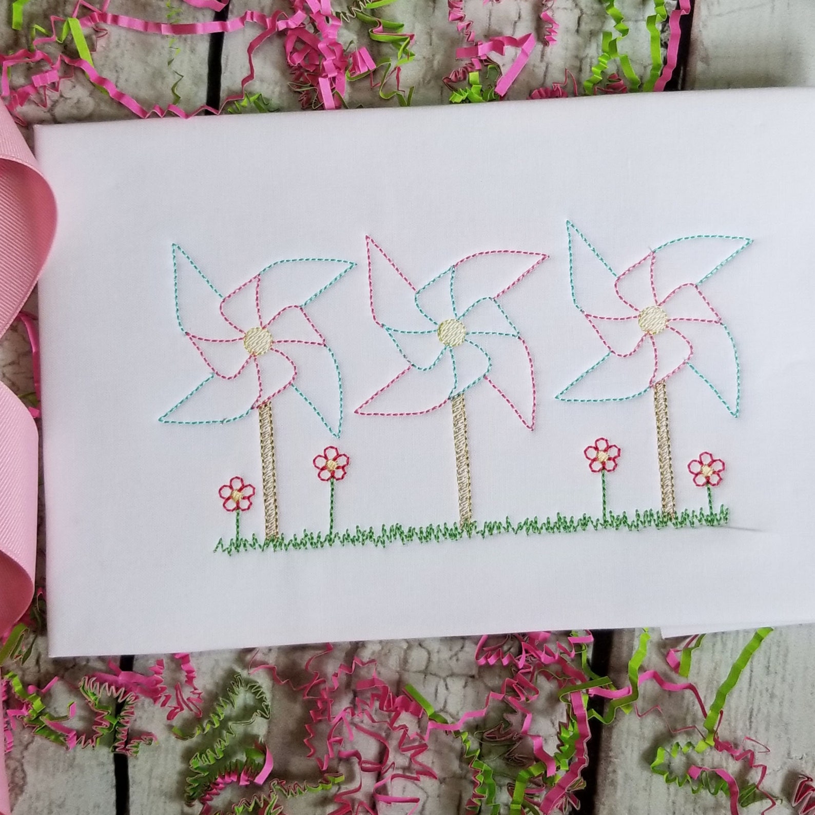 Pinwheel Machine Embroidery Design Vintage Stitch Summer | Etsy