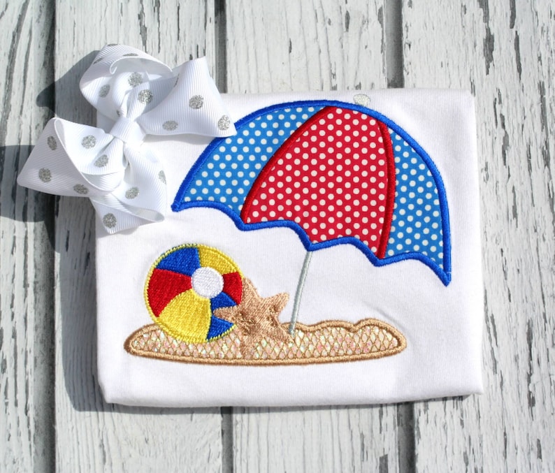 Beach Applique Design, Summer Applique Design, Machine Embroidery ...