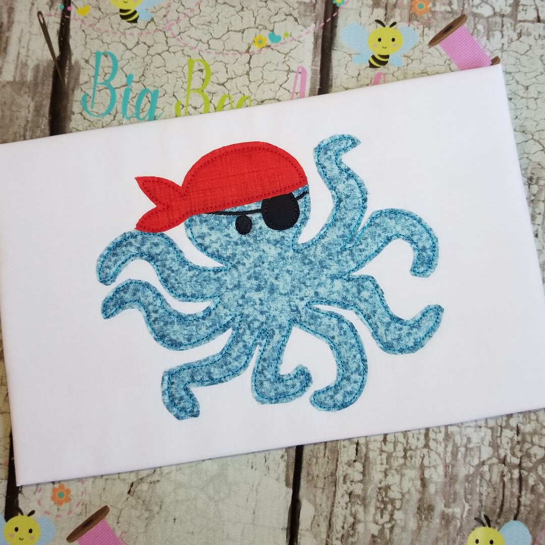 Octopus Machine Applique Design, Pirate Applique Design - Etsy