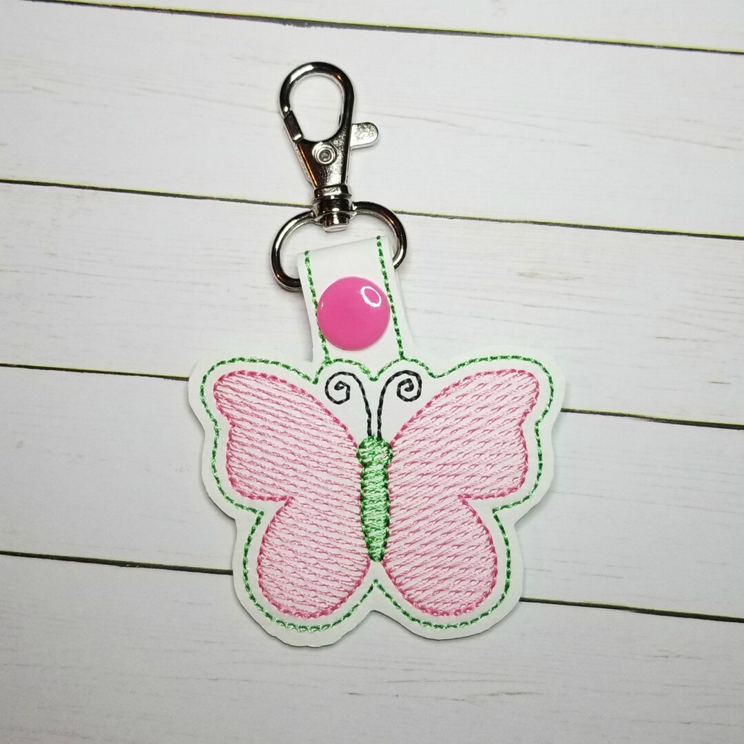 Butterfly Key Fob Embroidery Design, in the Hoop Embroidery Design, ITH ...