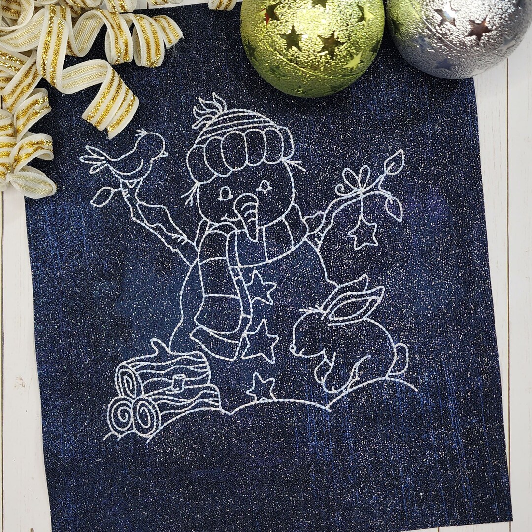 Snowman Redwork Machine Embroidery Design for Winter - Etsy