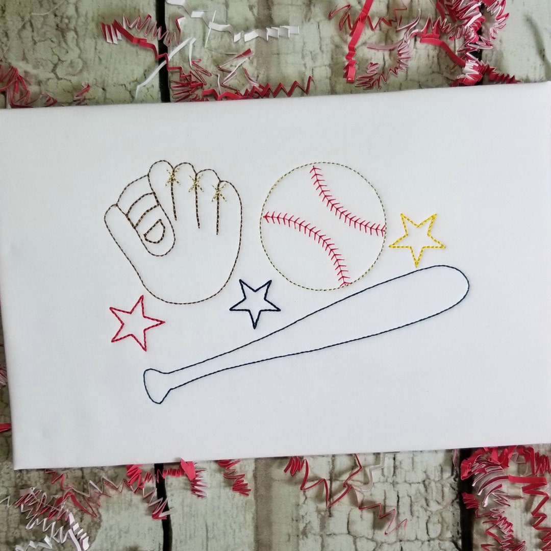 Baseball Bat Machine Embroidery Design File Vintage Stitch - Etsy