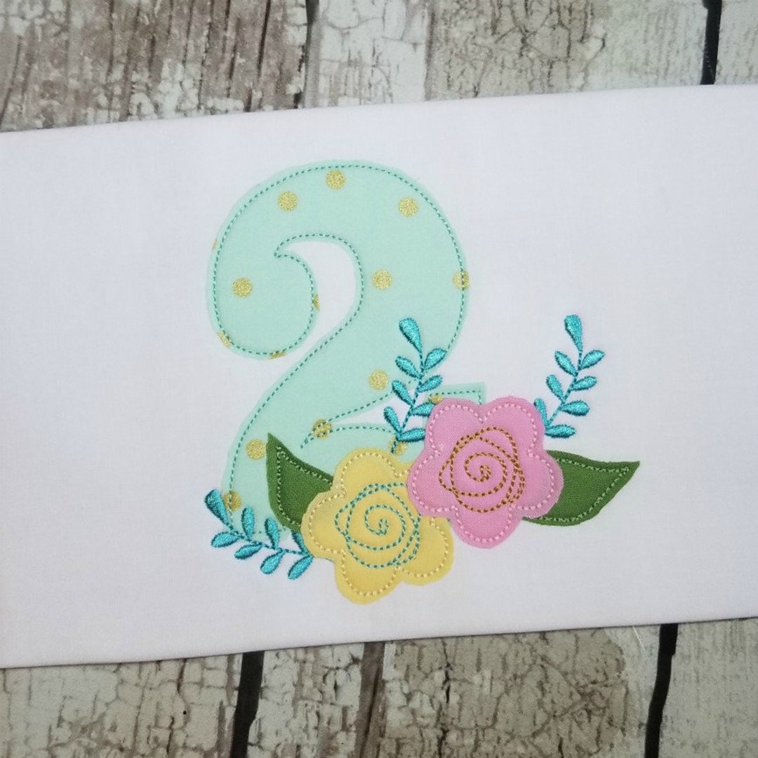 Birthday Number 2 Machine Applique Design, Second Birthday Party - Etsy