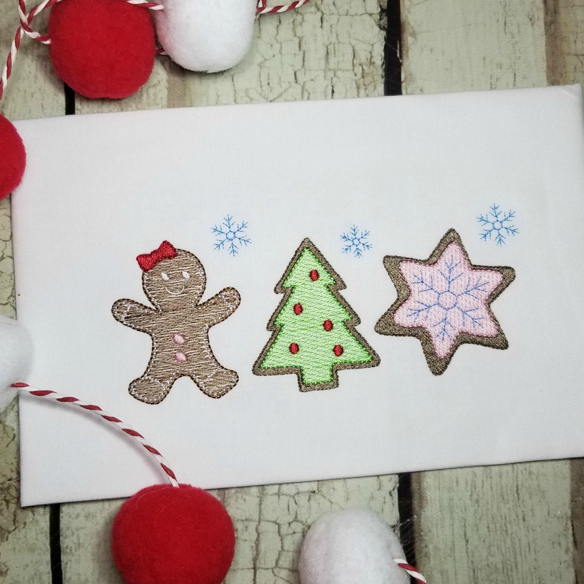 Christmas Cookie Trio Machine Embroidery Design for Girls | Etsy