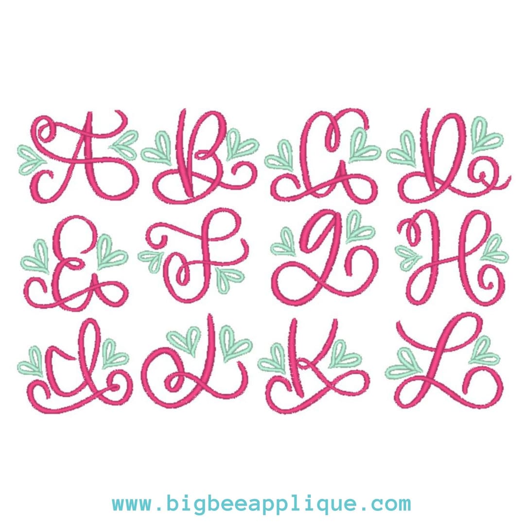 Monogram Machine Embroidery Font Set, Monogram Font Set A-Z in 2 Inch ...