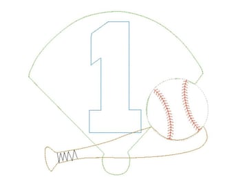 First Birthday Number 1 Baseball Design Machine Embroidery Digitized ...