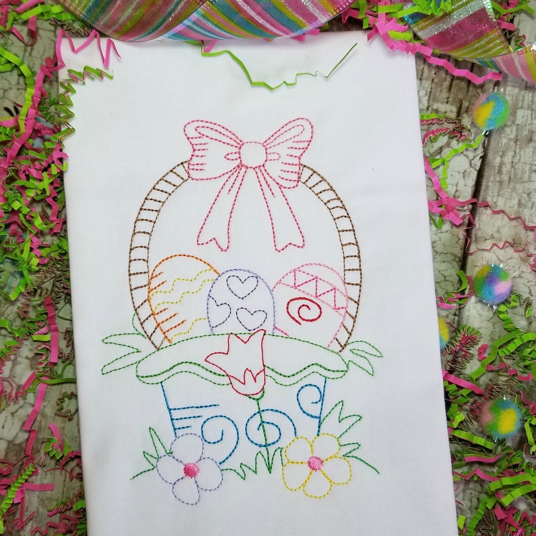 Easter Basket Machine Embroidery Design Vintage Stitch - Etsy
