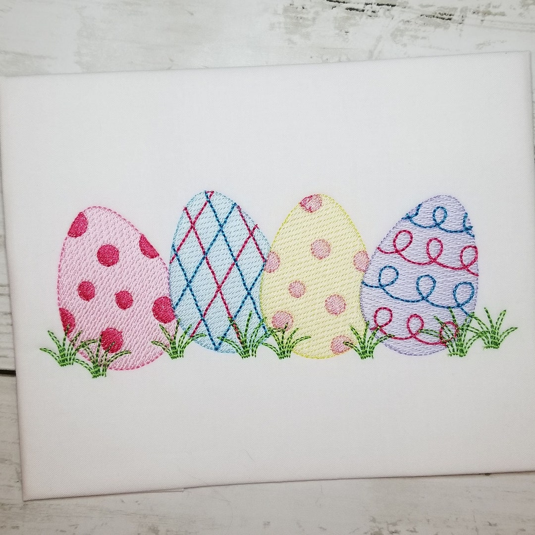 Easter Eggs Machine Embroidery Design, Spring Sketch Stitch - Etsy