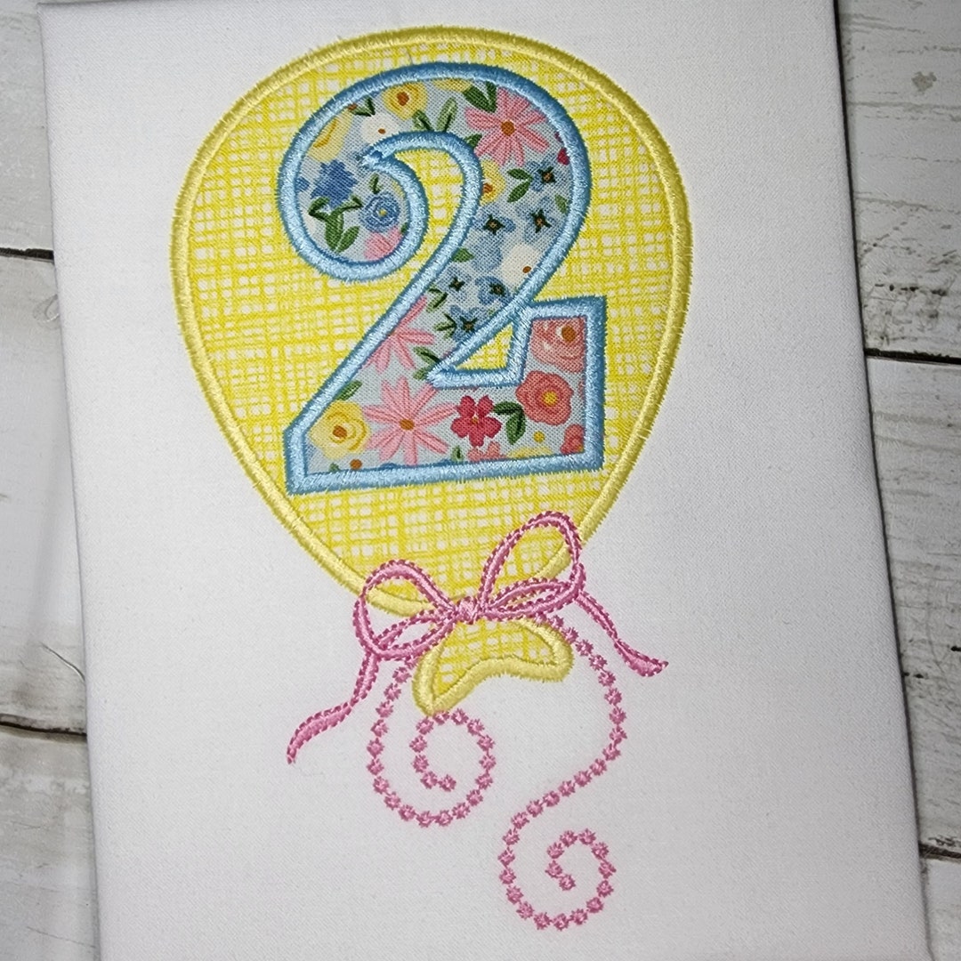 Balloon With Number 2 Machine Applique Design, 2nd Birthday Embroidery ...