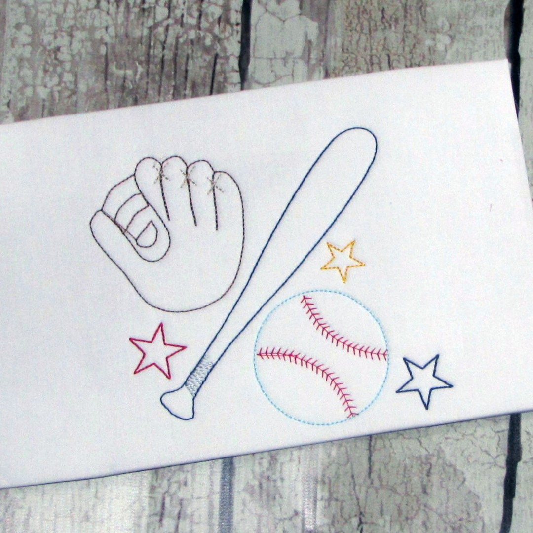 Baseball Machine Embroidery Design, Vintage Stitch Embroidery - Etsy