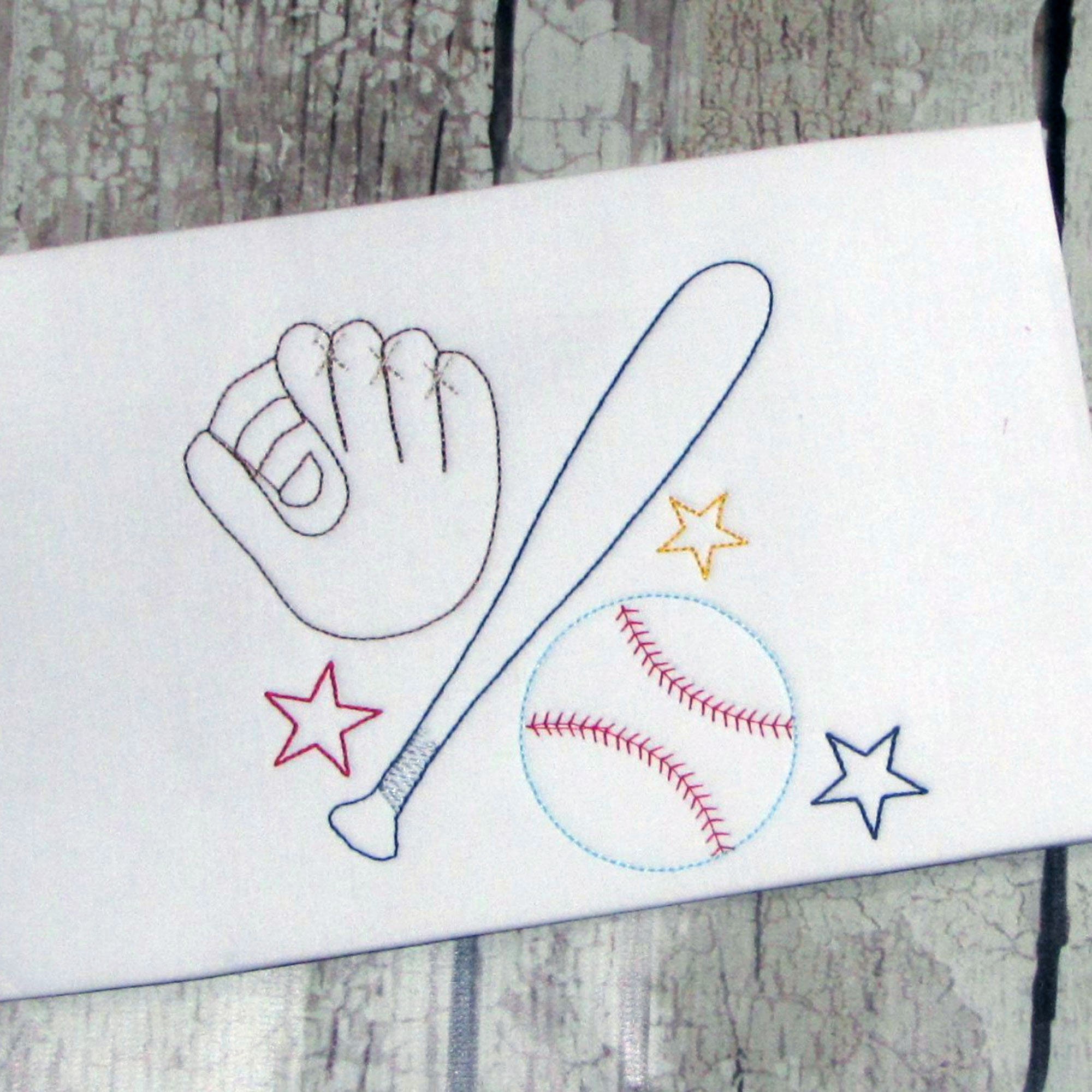 Baseball Machine Embroidery Design Vintage Stitch Embroidery - Etsy