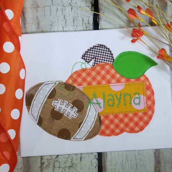 Pumpkin With Football Machine Applique Design Thanksgiving - Etsy