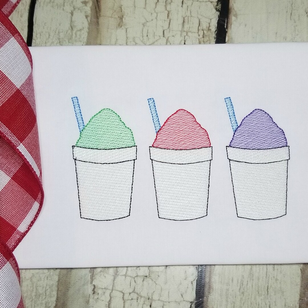 Snowball Trio Machine Embroidery Design, Summer Sketch Stitch Design - Etsy