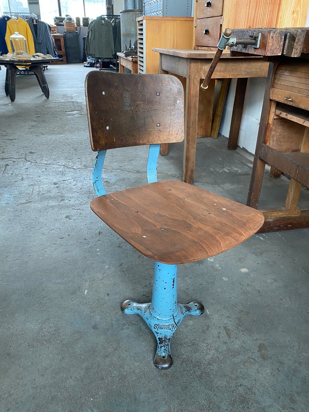 Vintage Alter Singer Stuhl Vintage Industrial Hocker Made in - Etsy