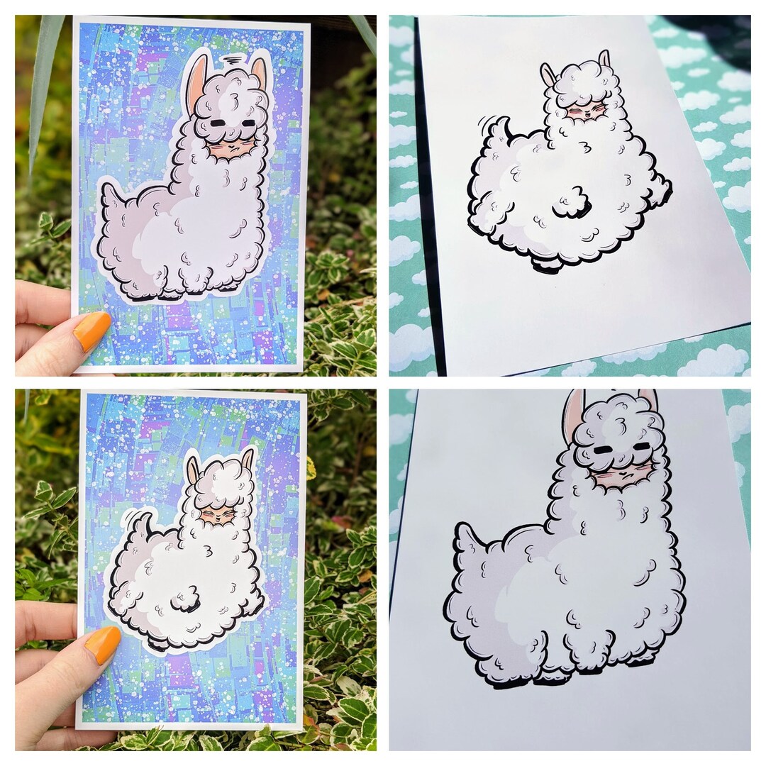 Lama Kunstdrucke grumpy llama happy llama Twofaced - Etsy.de