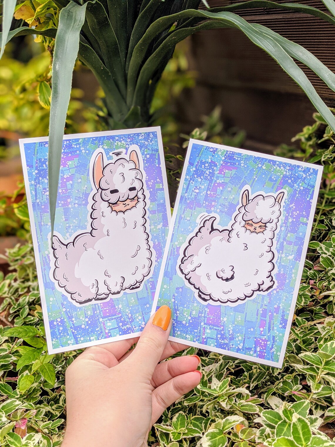 Lama Kunstdrucke grumpy llama happy llama Twofaced - Etsy.de