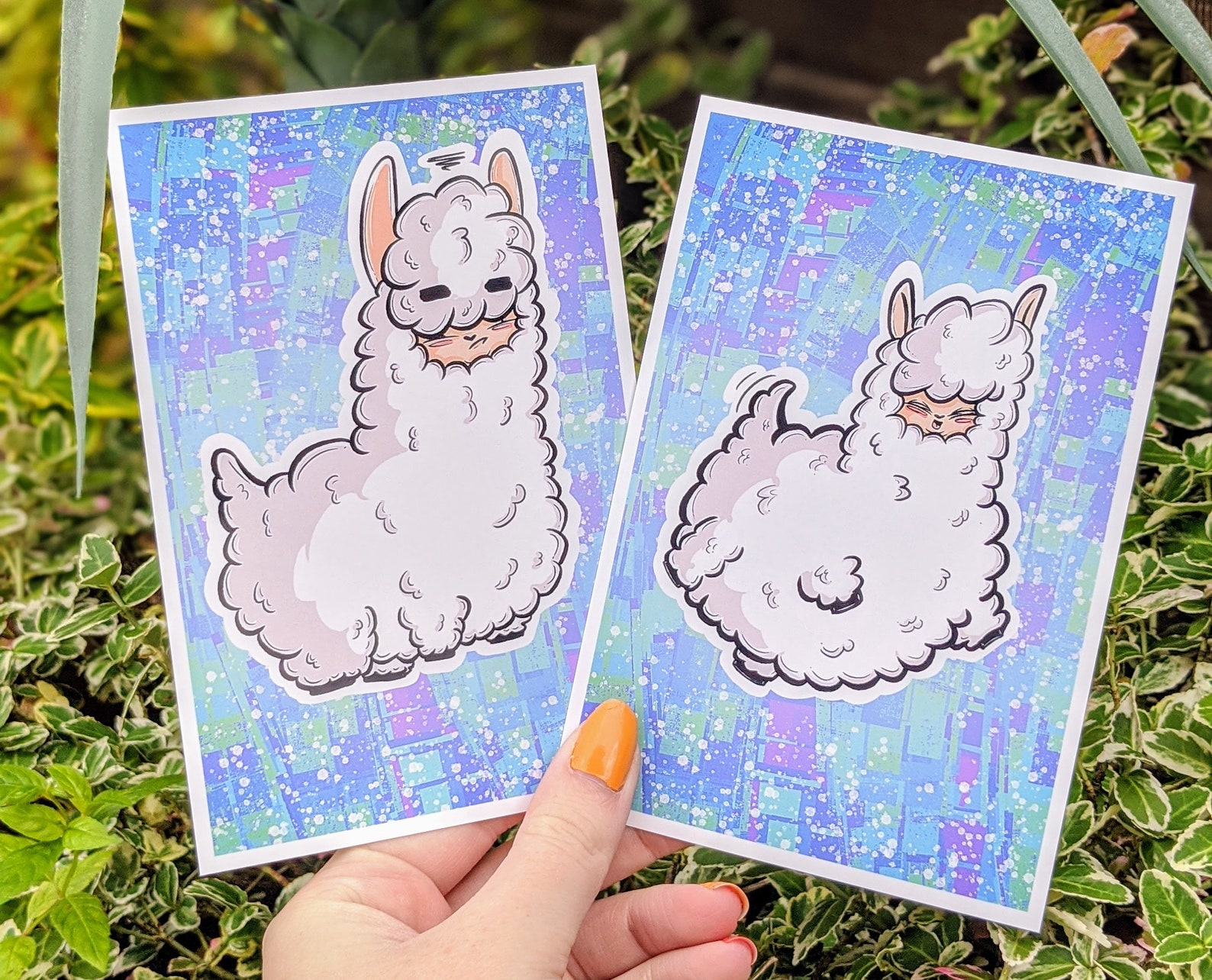 Lama Kunstdrucke grumpy llama happy llama Twofaced - Etsy.de