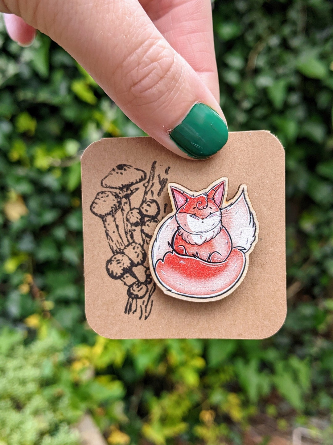 Red Fox Wooden Pin Twofaced Designs Fox Pin Badge - Etsy