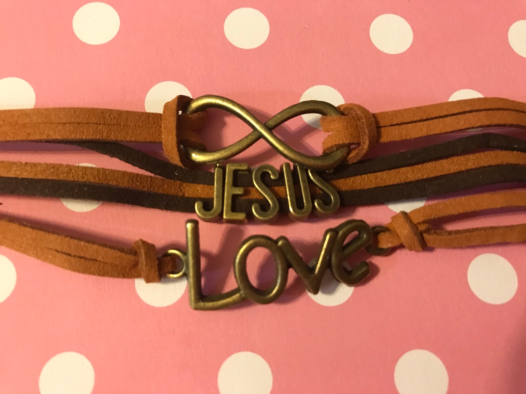 Jesus Love, Leather Charm Bracelet, Gift, Jewelry, Bracelet, Birthday ...
