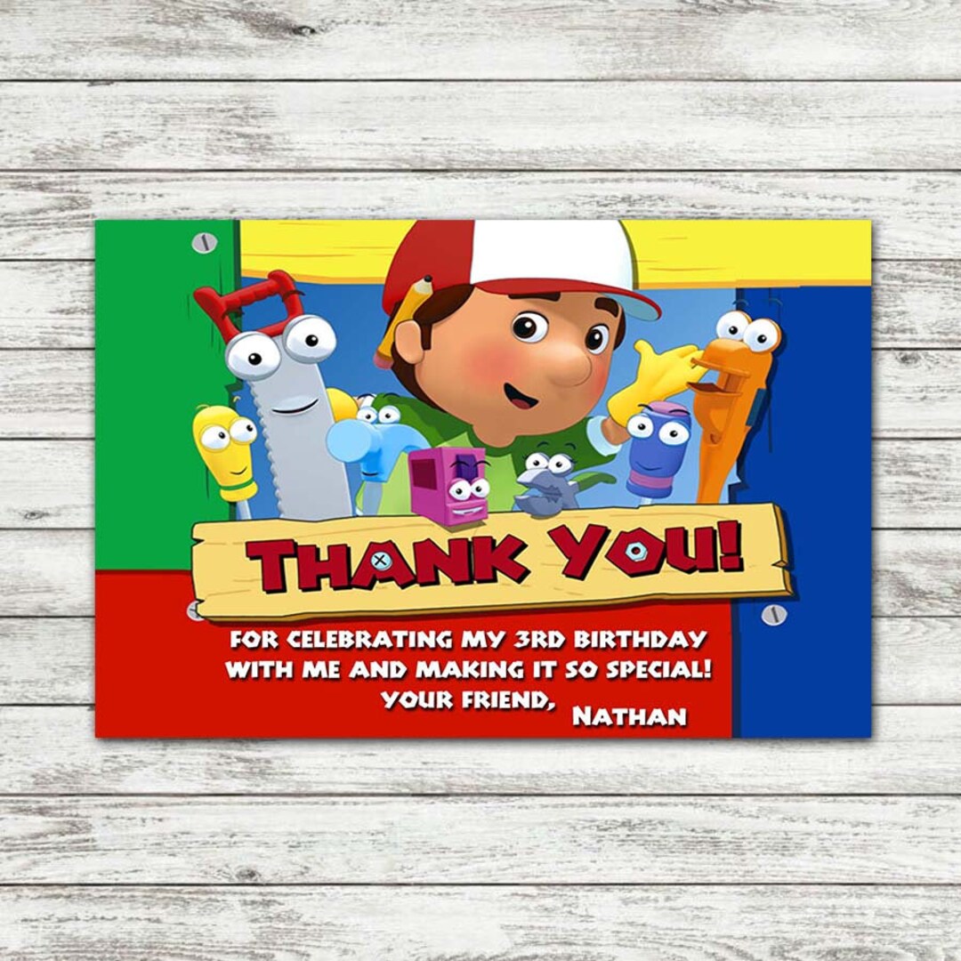 Handy Manny Thank You Birthday Digital File - Etsy