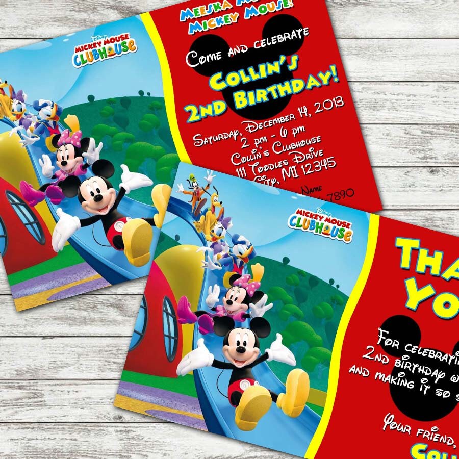 Mickey Mouse Clubhouse Birthday Party Invite and Thank You | Etsy Canada