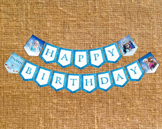 Frozen Happy Birthday Banner Digital File Instant Download Etsy