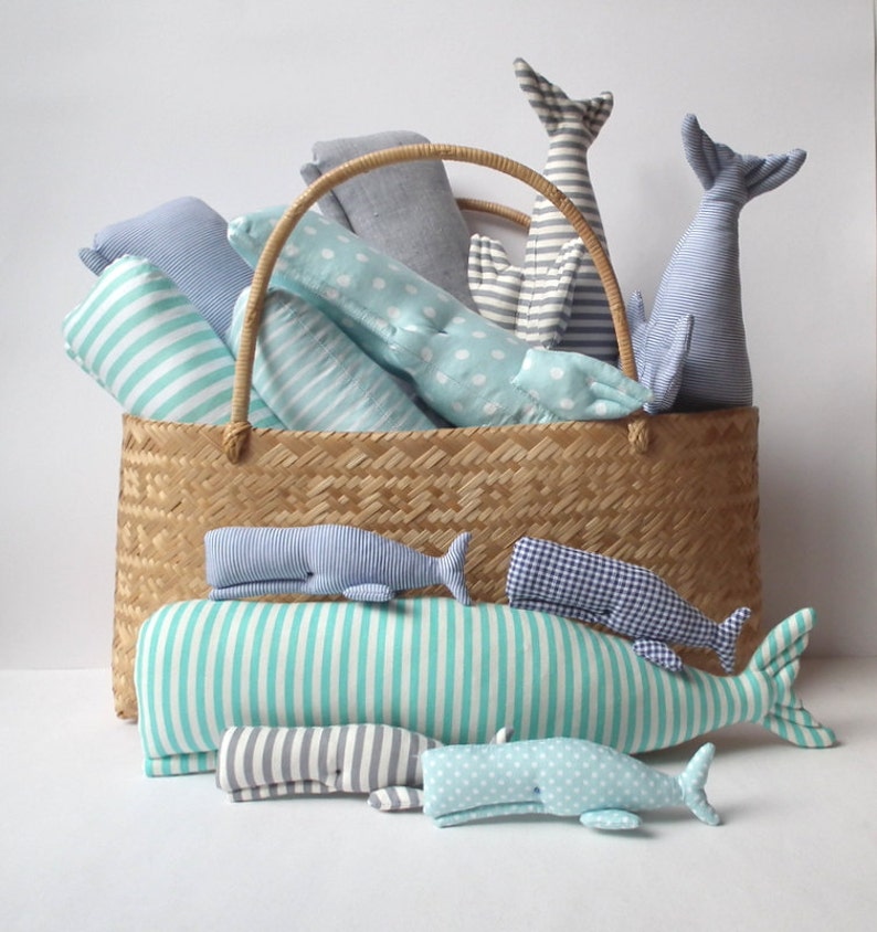 Stuffed Whales whale toy Plush grey aquatic toys. Nautical | Etsy