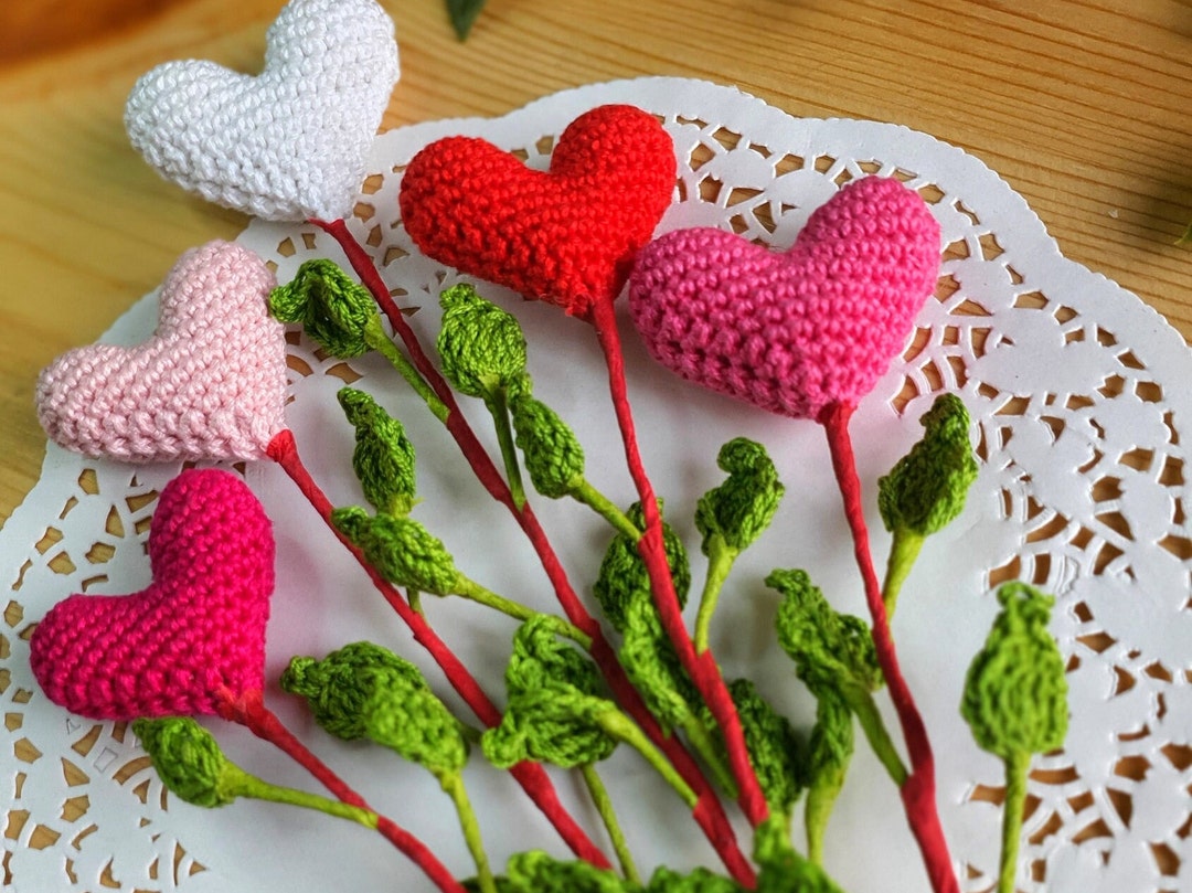 Pdf Pattern for Heart Twig With Leaves Bouquet Crochet, Valentine's Day ...
