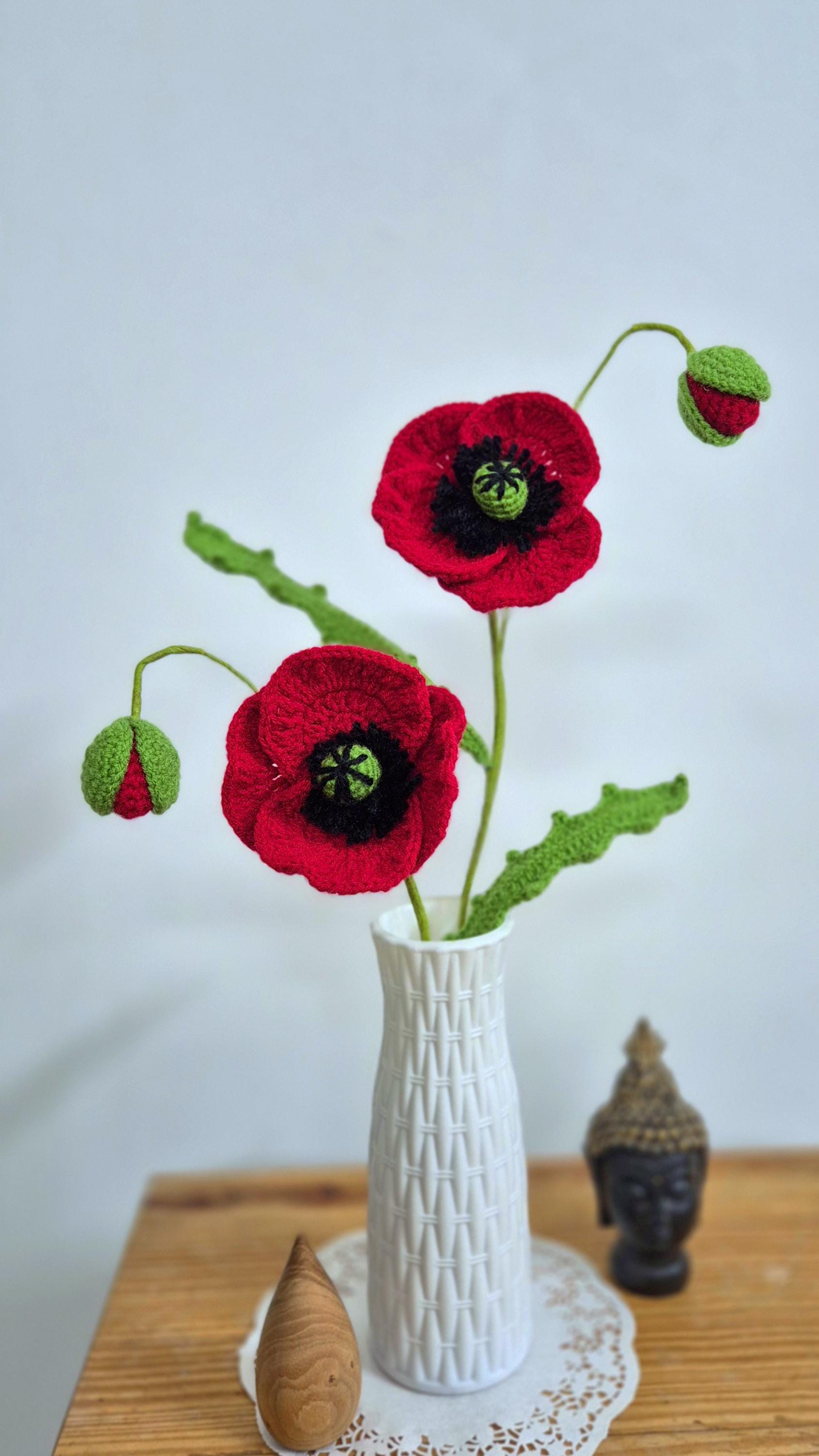 Crochet Poppy Pattern: Long Stem Flower Bouquet (PDF Pattern) - Etsy