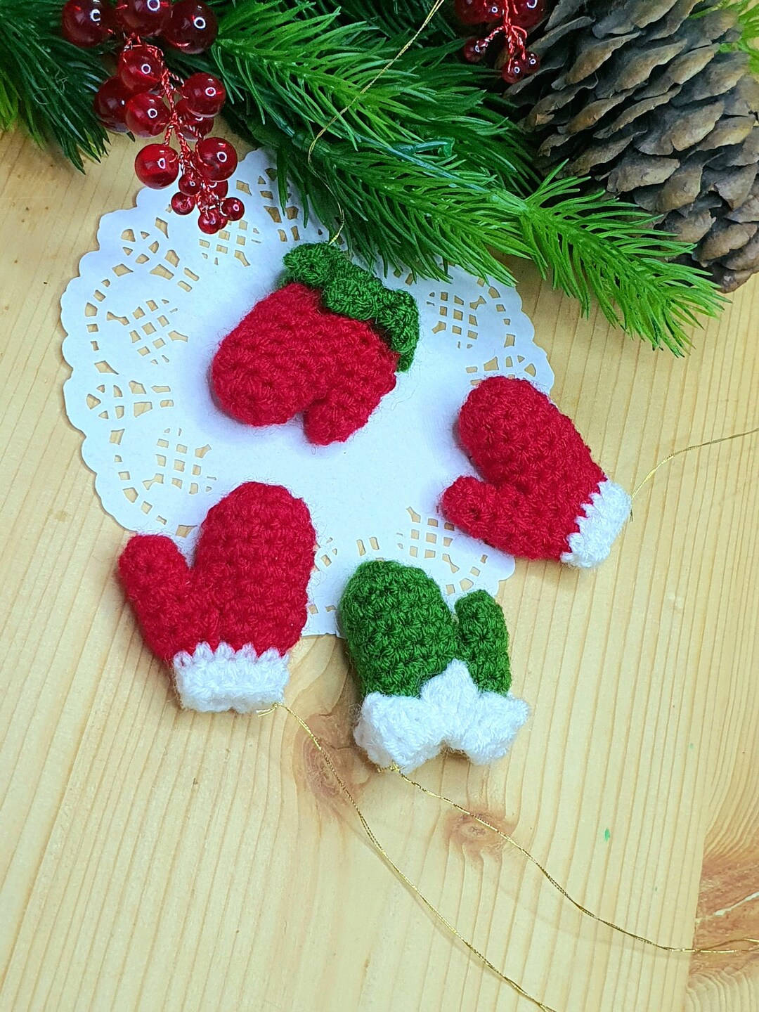 Buy Crochet Pattern Pdf Mini Santa Mittens and Elf Mittens Tree ...