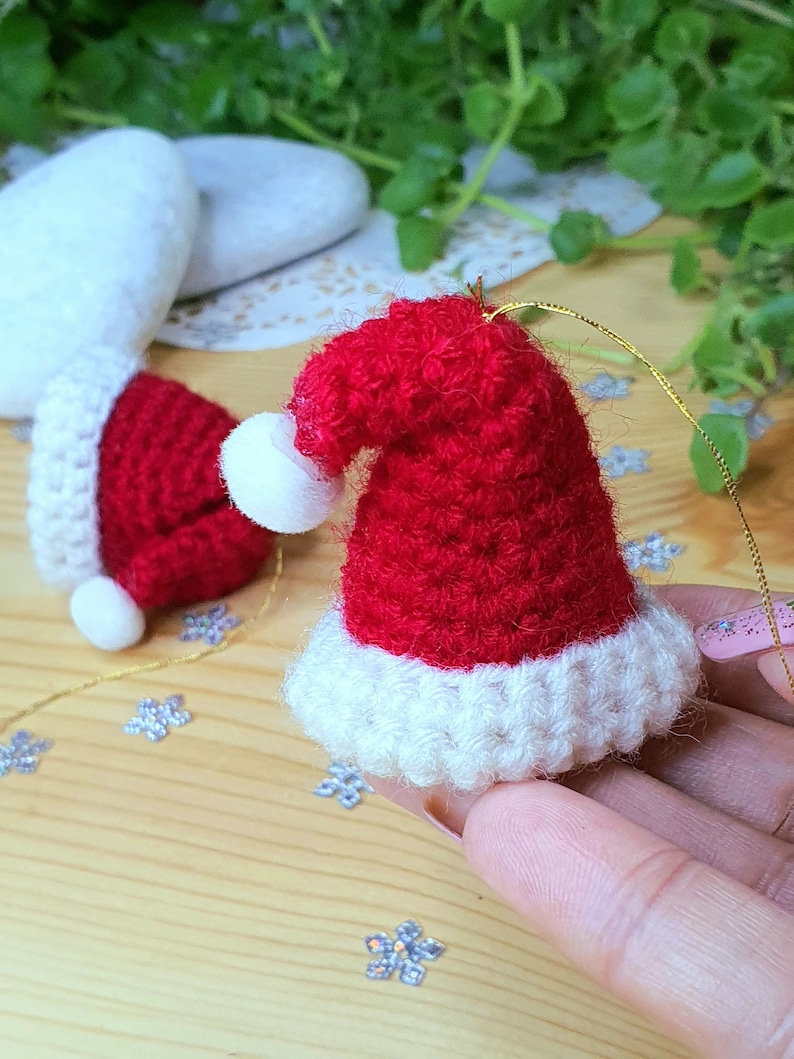 Crochet Mini Santa Hat Pattern: Christmas Tree Ornament DIY (PDF ...