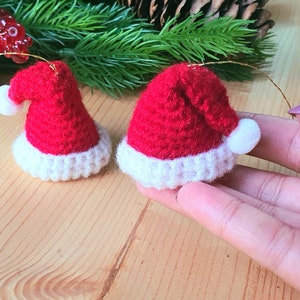 Crochet Mini Santa Hat Pattern: Christmas Tree Ornament DIY (PDF ...