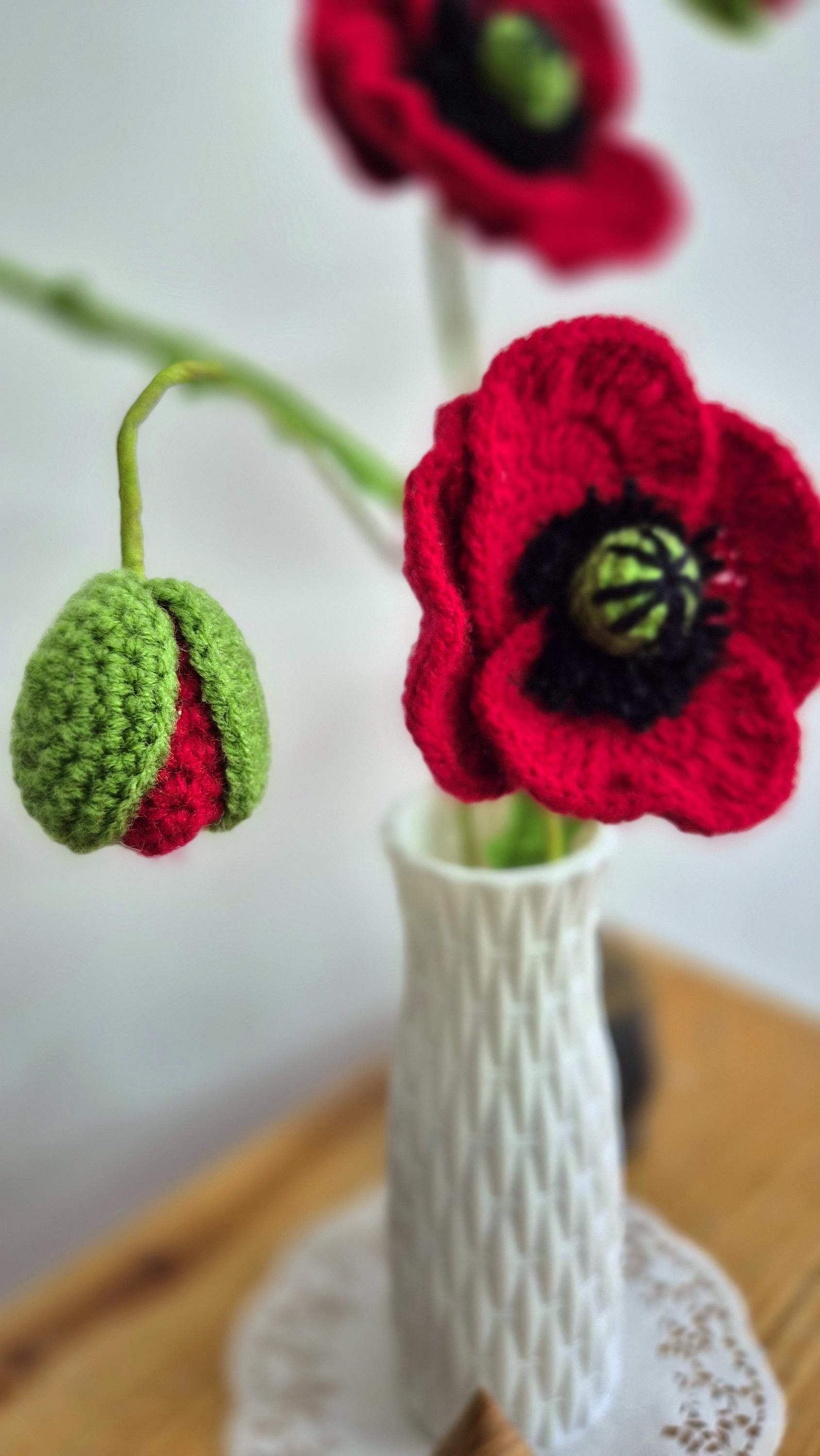 Crochet Poppy Pattern: Long Stem Flower Bouquet (PDF Pattern) - Etsy