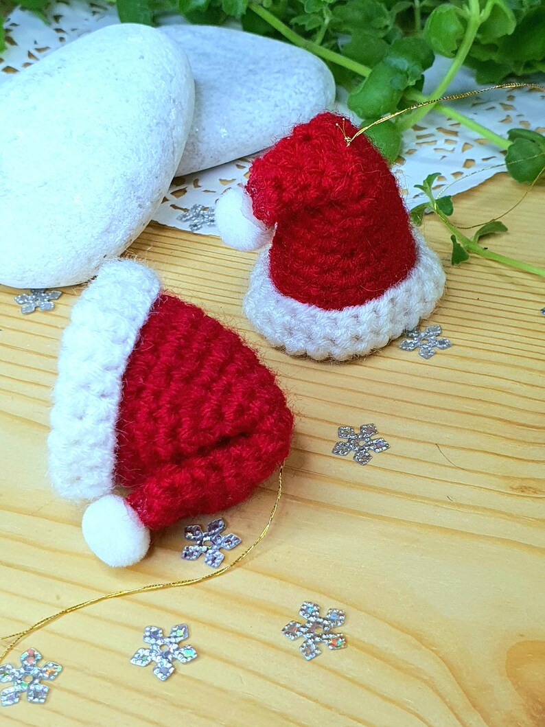 Crochet Mini Santa Hat Pattern: Christmas Tree Ornament DIY (PDF ...
