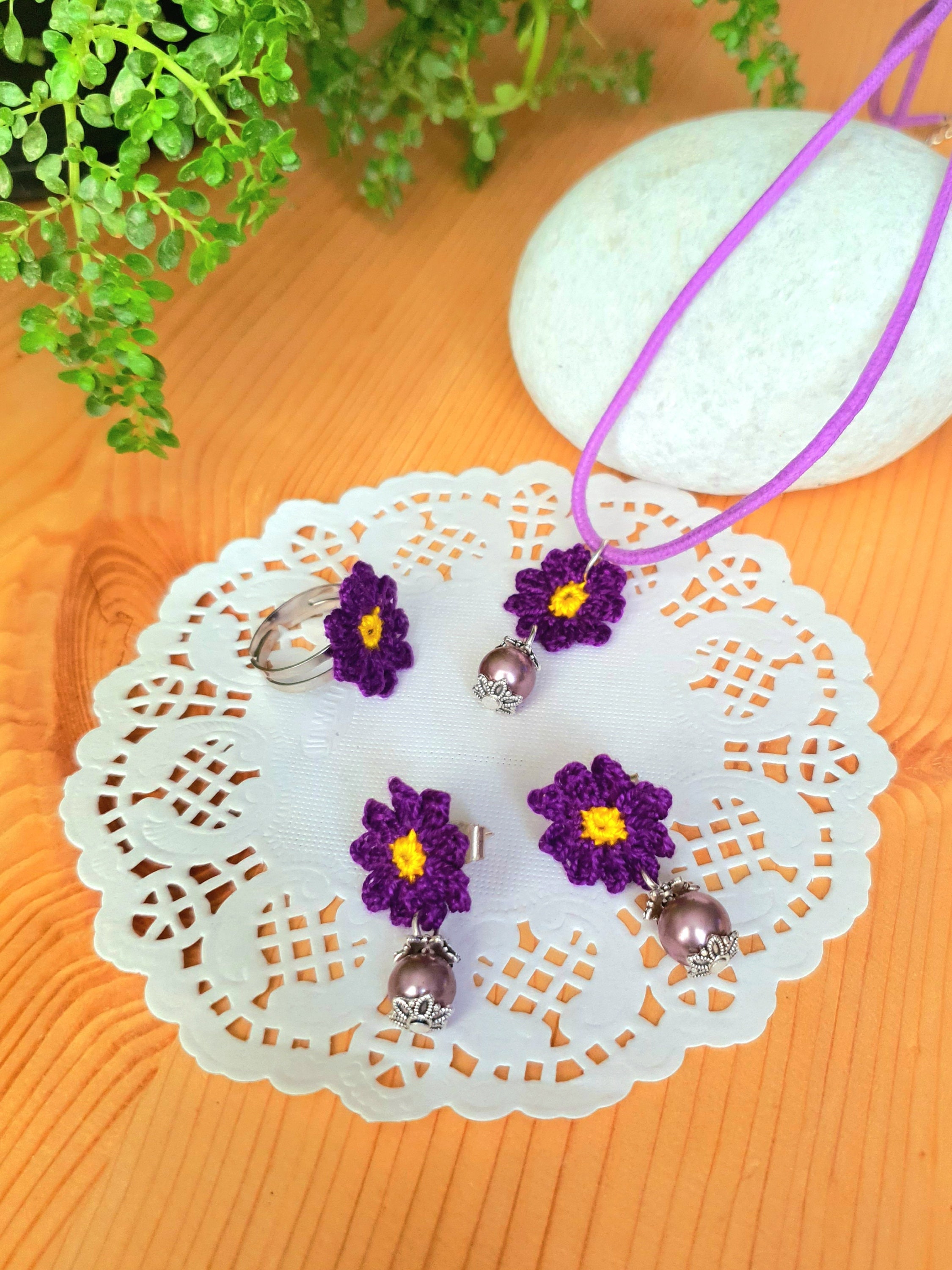 Crochet Pattern for Daisy Flower Earrings Pendant and Finger - Etsy UK