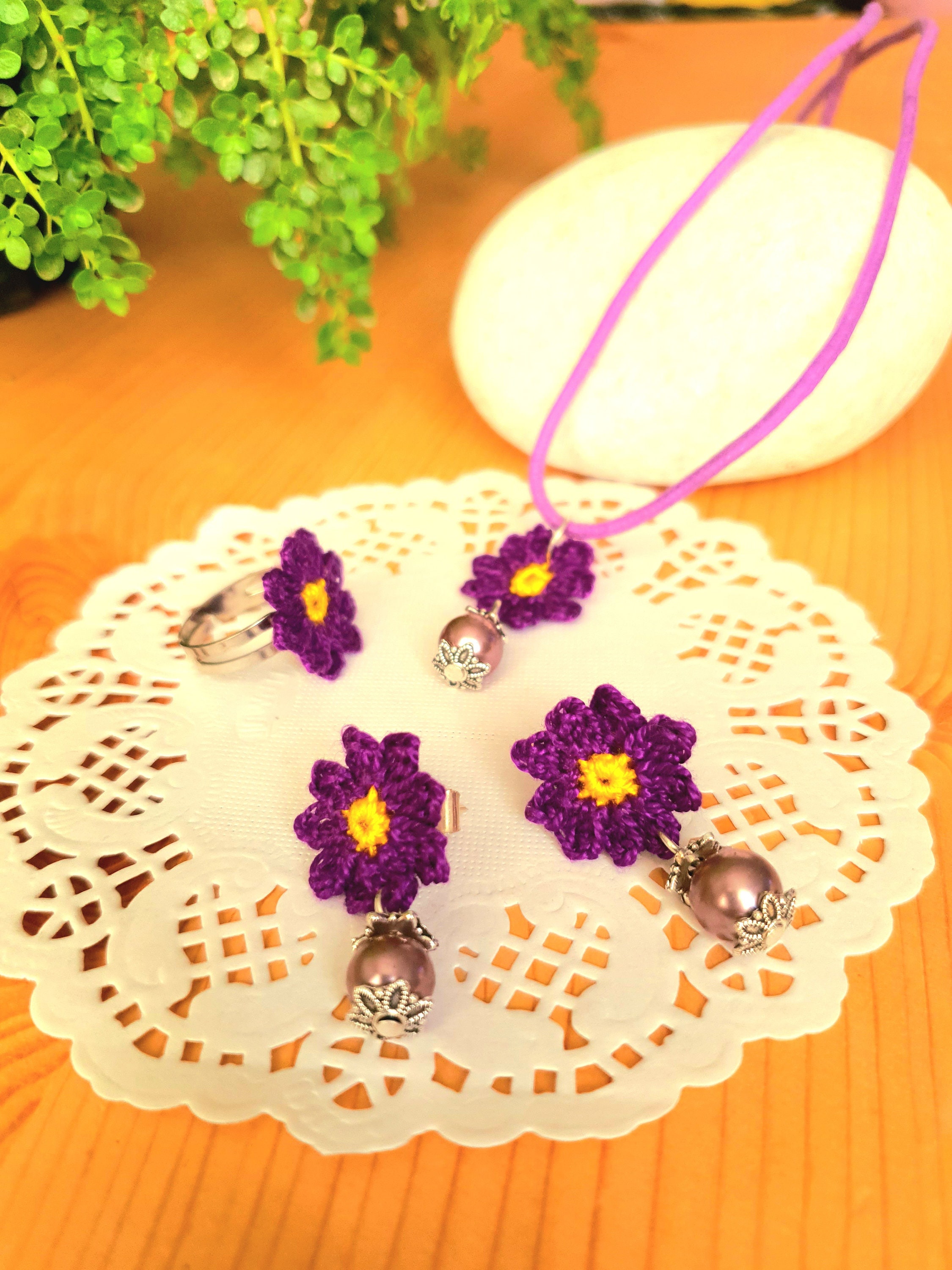 Crochet Pattern for Daisy Flower Earrings Pendant and Finger - Etsy UK