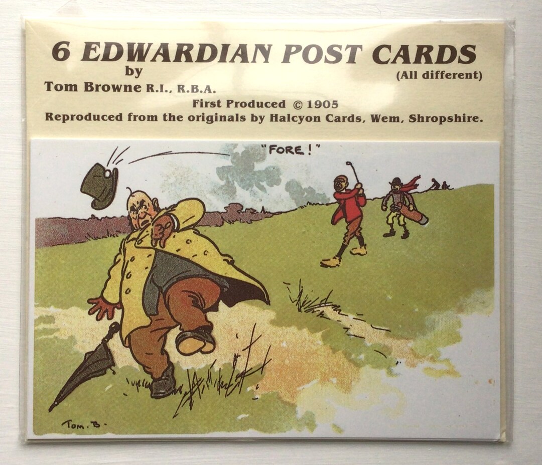 Golf Vintage Postcard Set of 6 Early 1900s an Old Comic, Funny 1990s ...