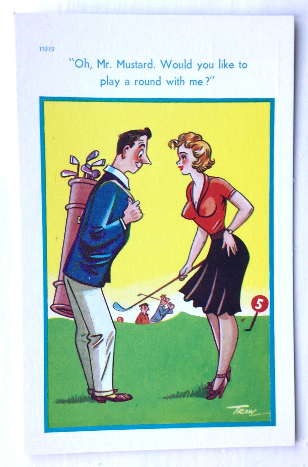 Golf Postcard 1940s Vintage Old Comic, Funny, Rude Risque Postcard ...
