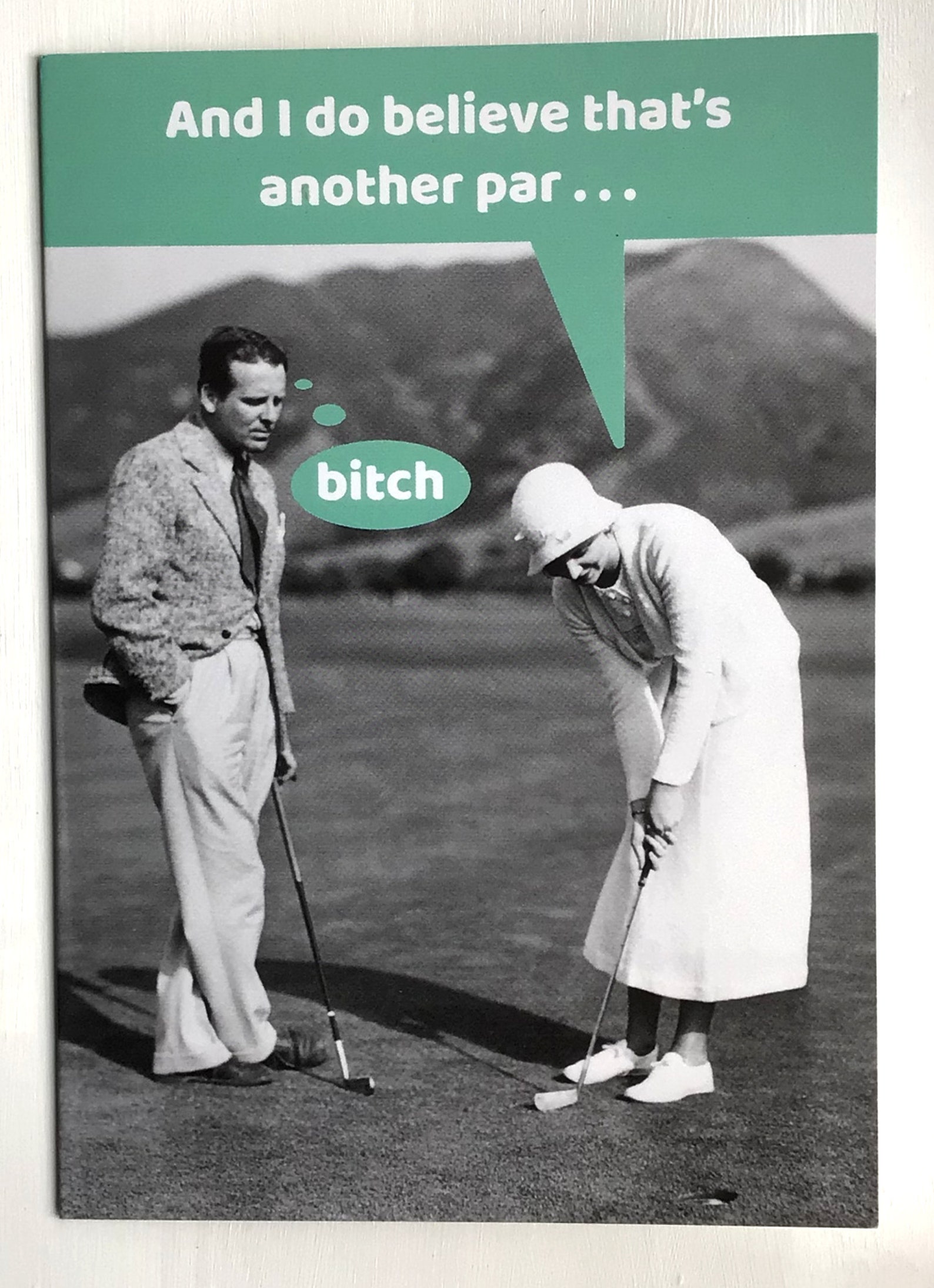 Golf Gift Card and Envelope - Rude Comic Fun - Woman Wins Golf Match ...