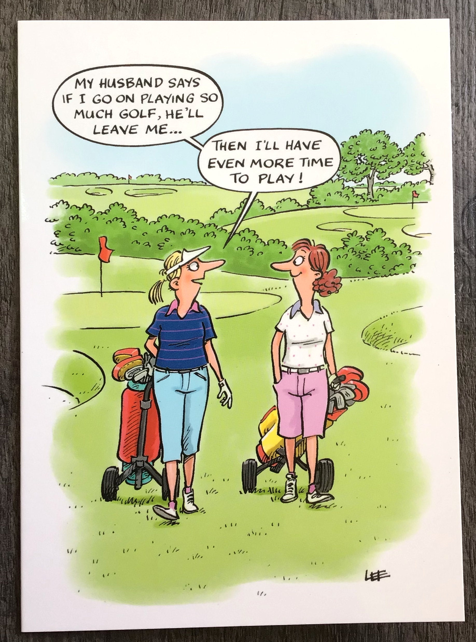 Golf Greeting Card and Envelope. Comic Fun Hilarious. Wife Plays Too ...