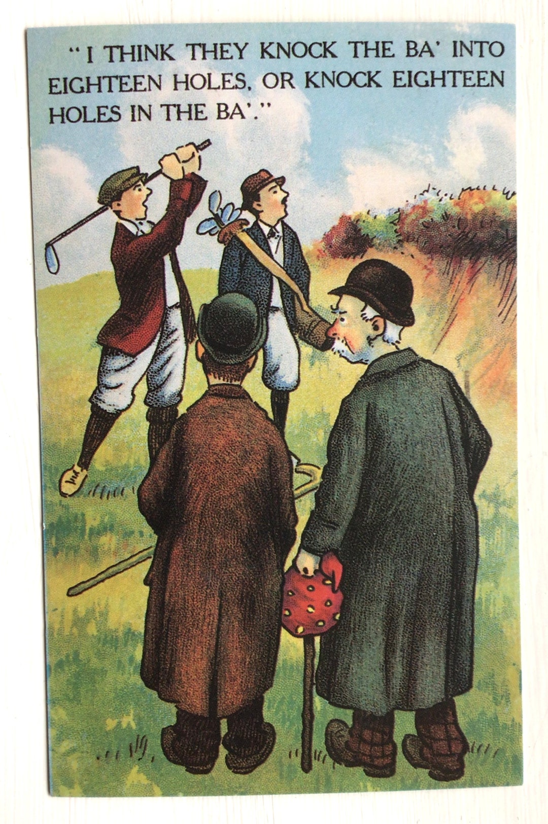 Golf Postcard 1930s Vintage - Old Comic Golf Postcard - Old Scottish ...