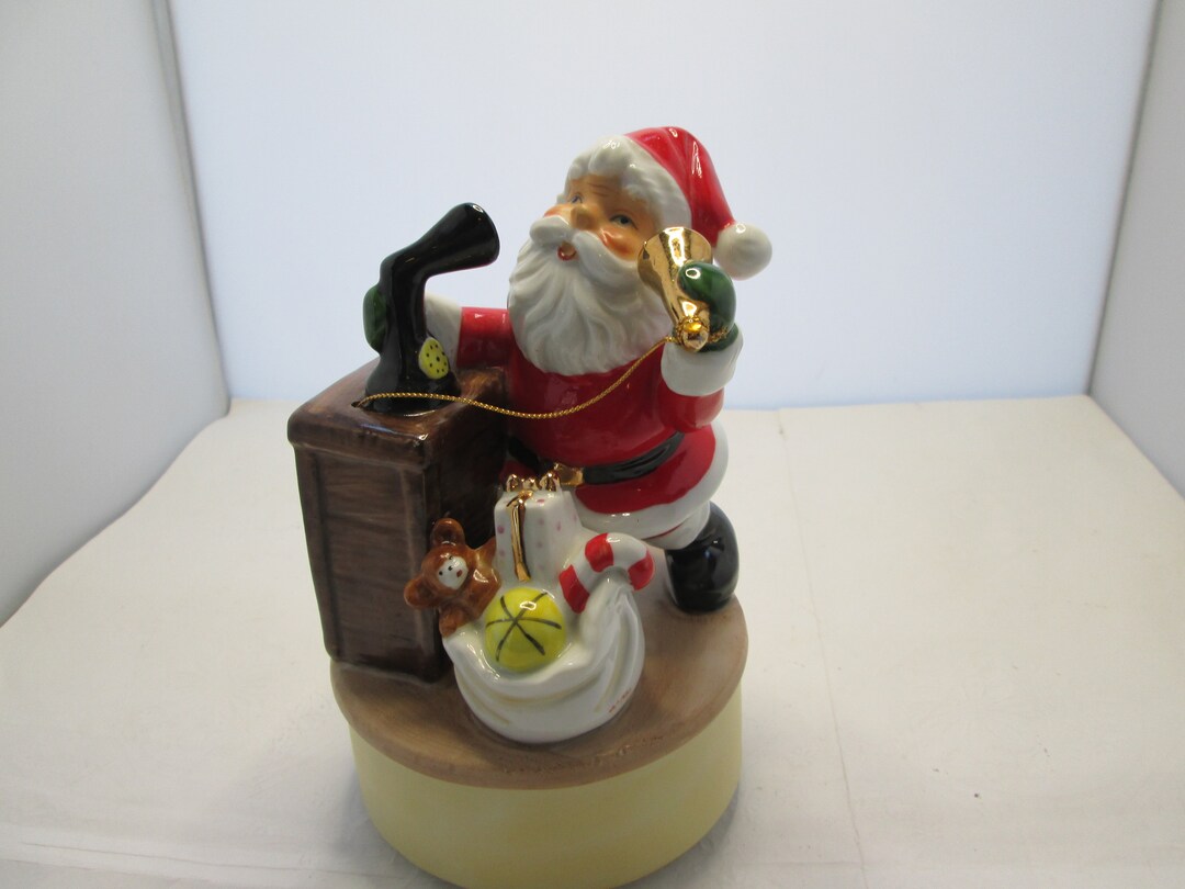 Vintage Rotating Santa Claus Musical Decoration Here Comes Santa Claus ...