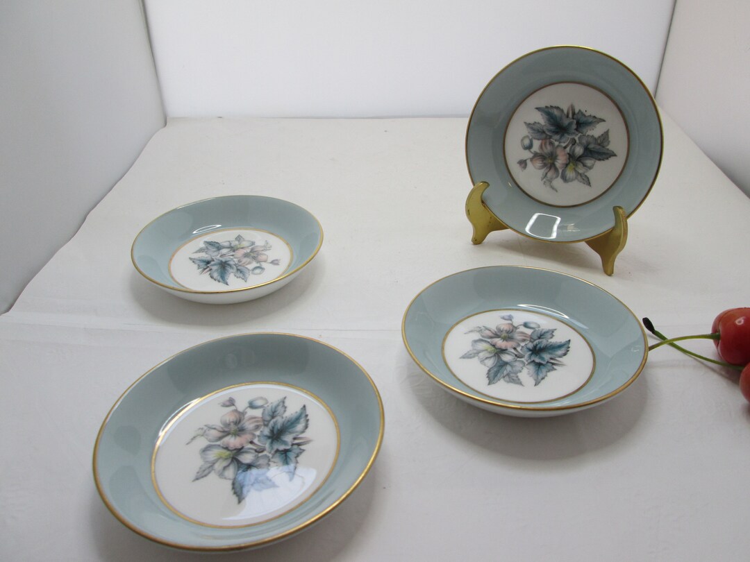 Vintage Royal Worcester Woodland Porcelain Set of 4 Coasters or Butter ...