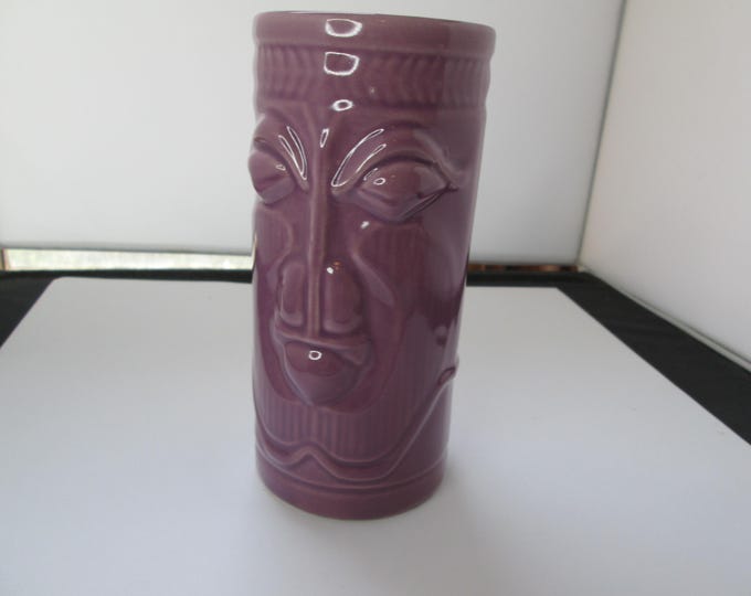 Accoutrements Purple Ceramic Tiki Cup, 2001, 5 3/4" Tall X 2 1/2 ...