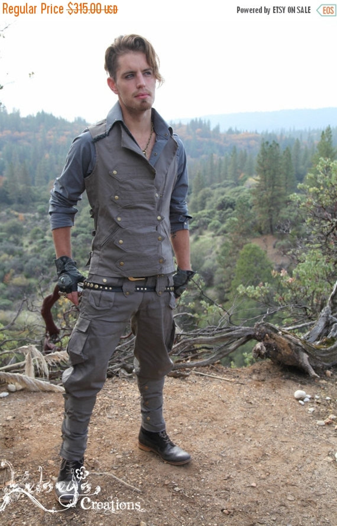 Mens Pirate Vest Gray Blue Mens Suit Pirate Festival - Etsy