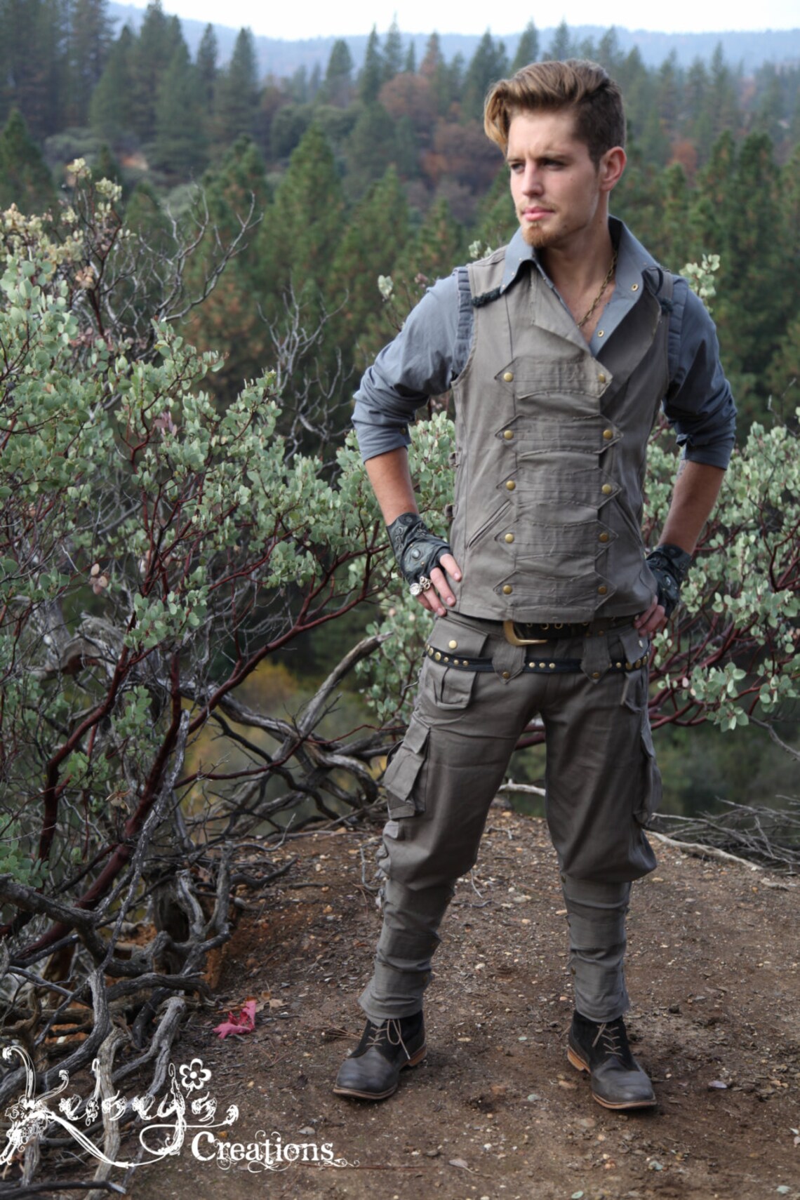 Mens Pirate Vest Gray Blue Mens Suit Pirate Festival - Etsy